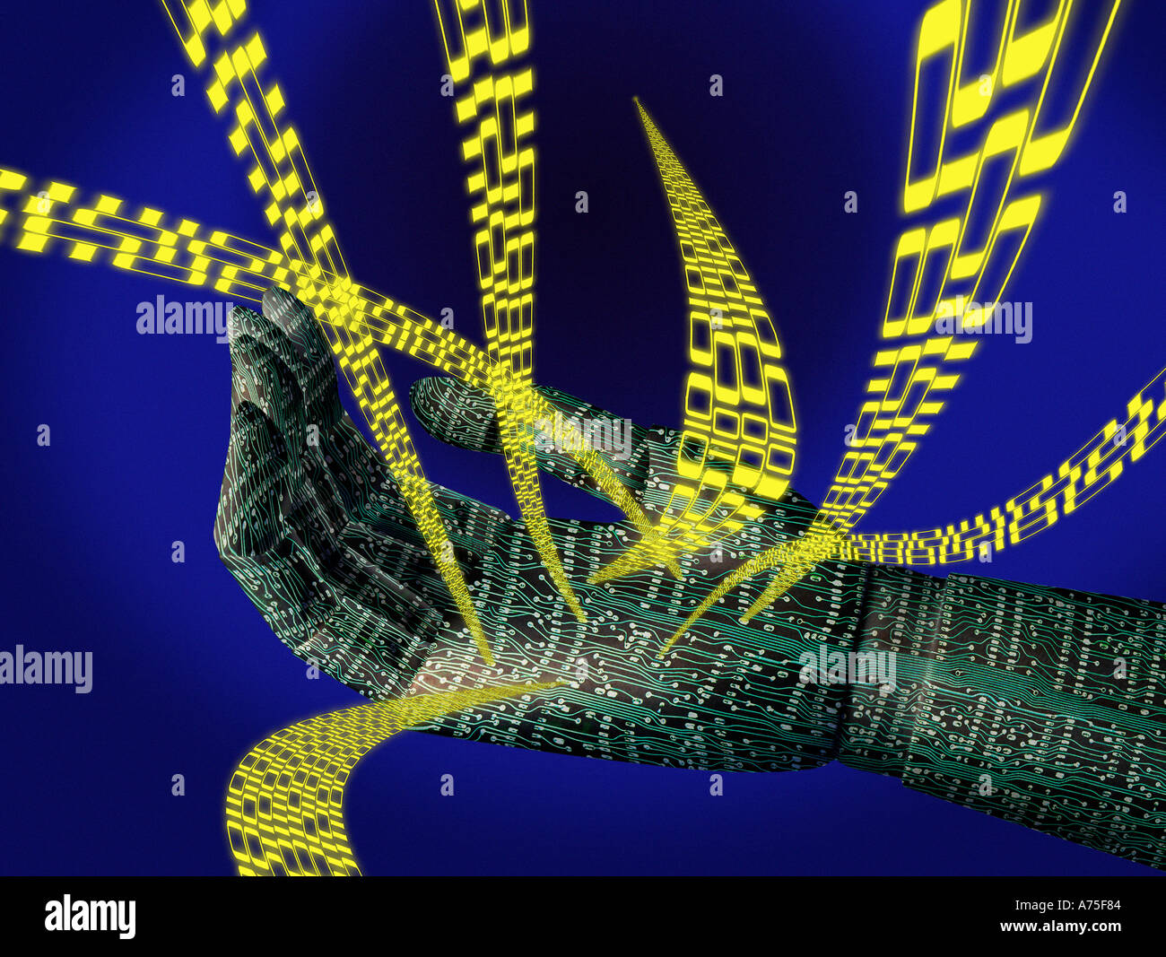 Binary hand and binary symbols Stock Photo - Alamy