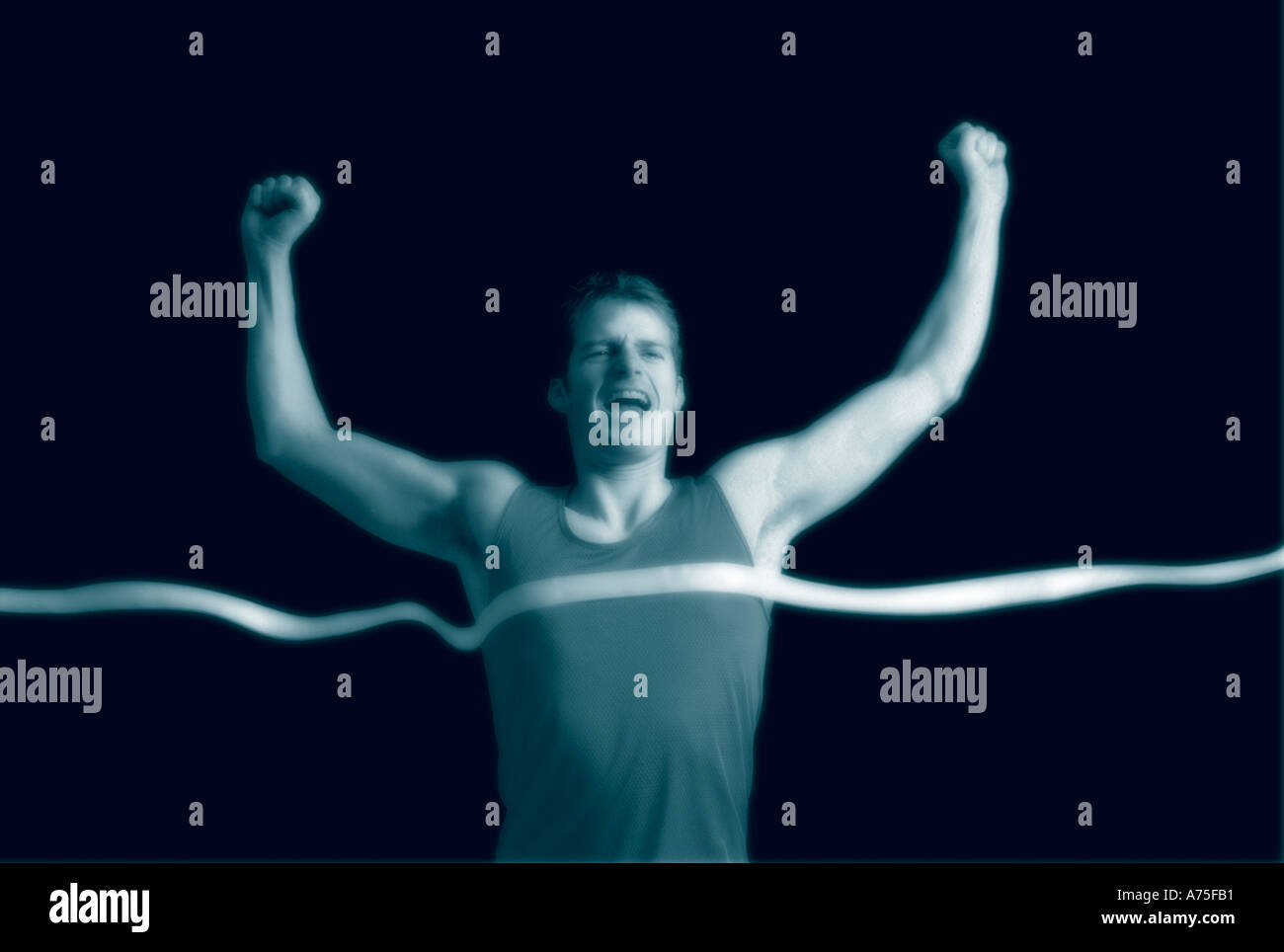 Winner and finishing tape Stock Photo - Alamy