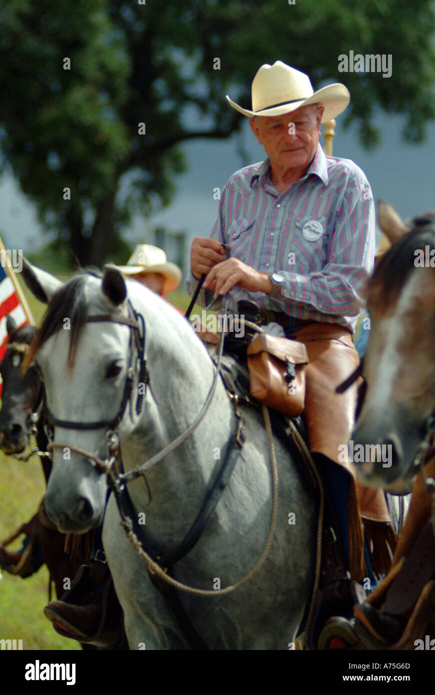 An old cowboy riding a horse in Bandera Texas Stock Photo - Alamy