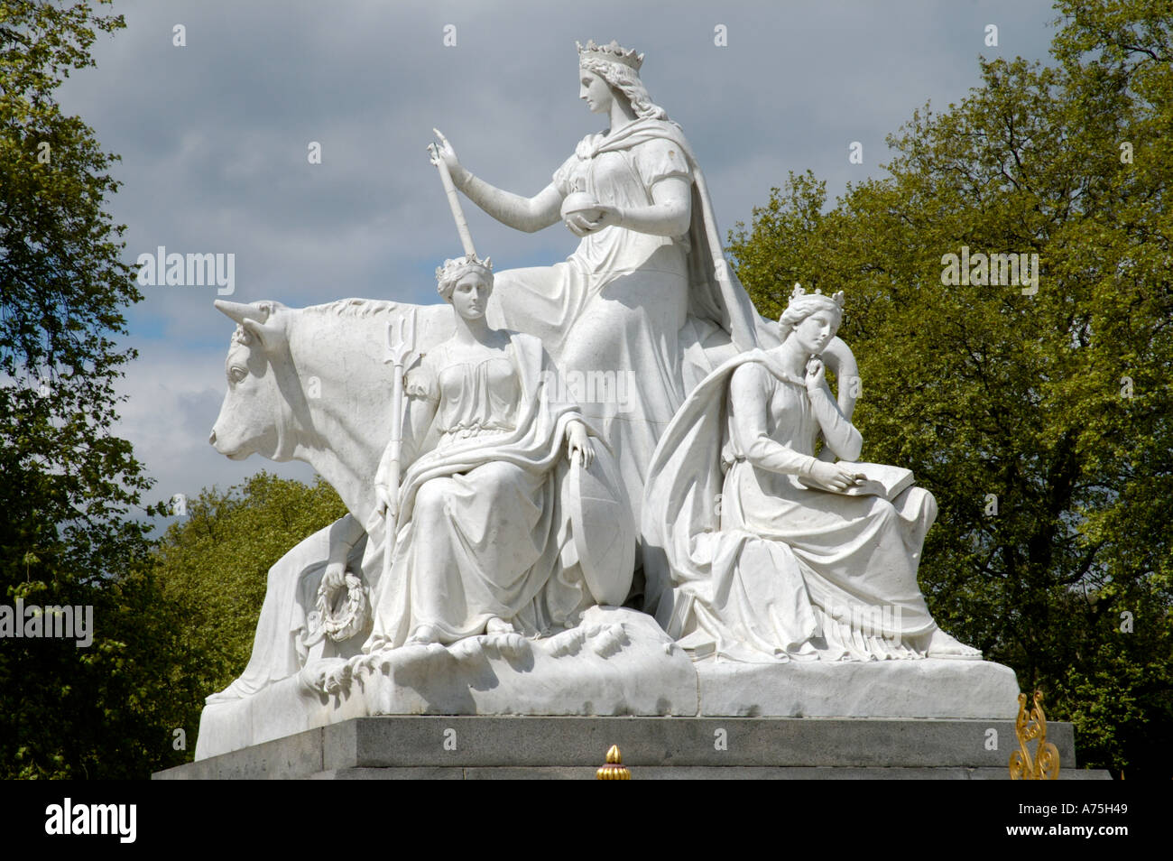 Stone Statue depicting Europe around Albert Memorial London u k Stock ...