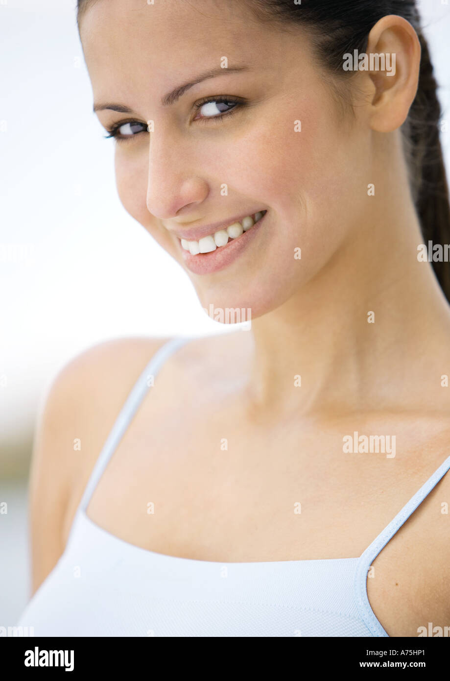 Woman smiling, portrait Stock Photo - Alamy