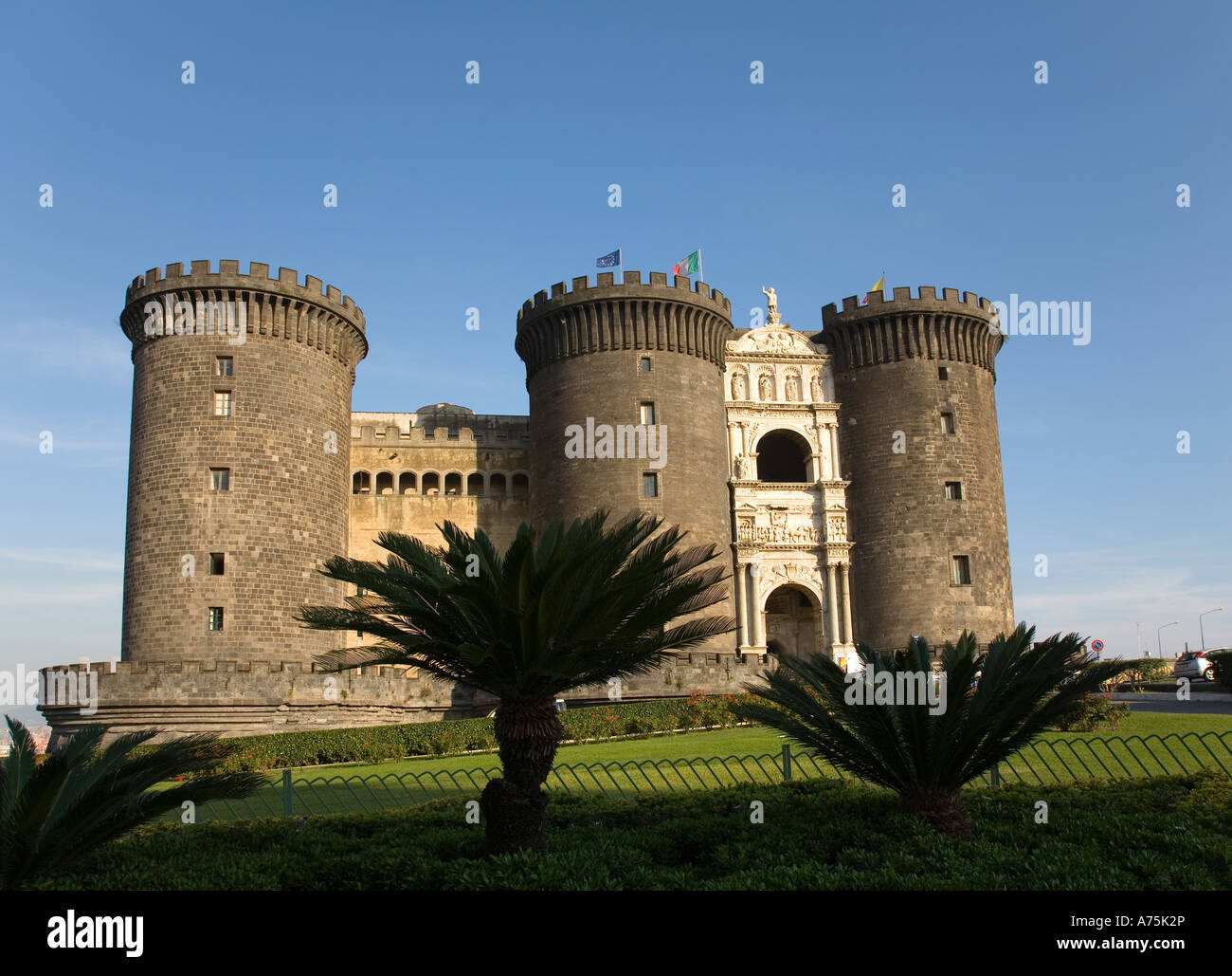 Naples, Campania, Italy; Maschio Angioino or Castel Nuovo Stock Photo ...