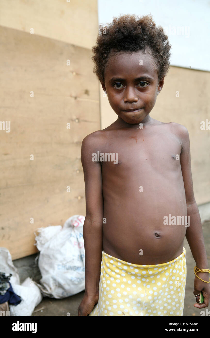 Young Tolai girl wearing a traditional laplap, Sikut resttlement camp ...