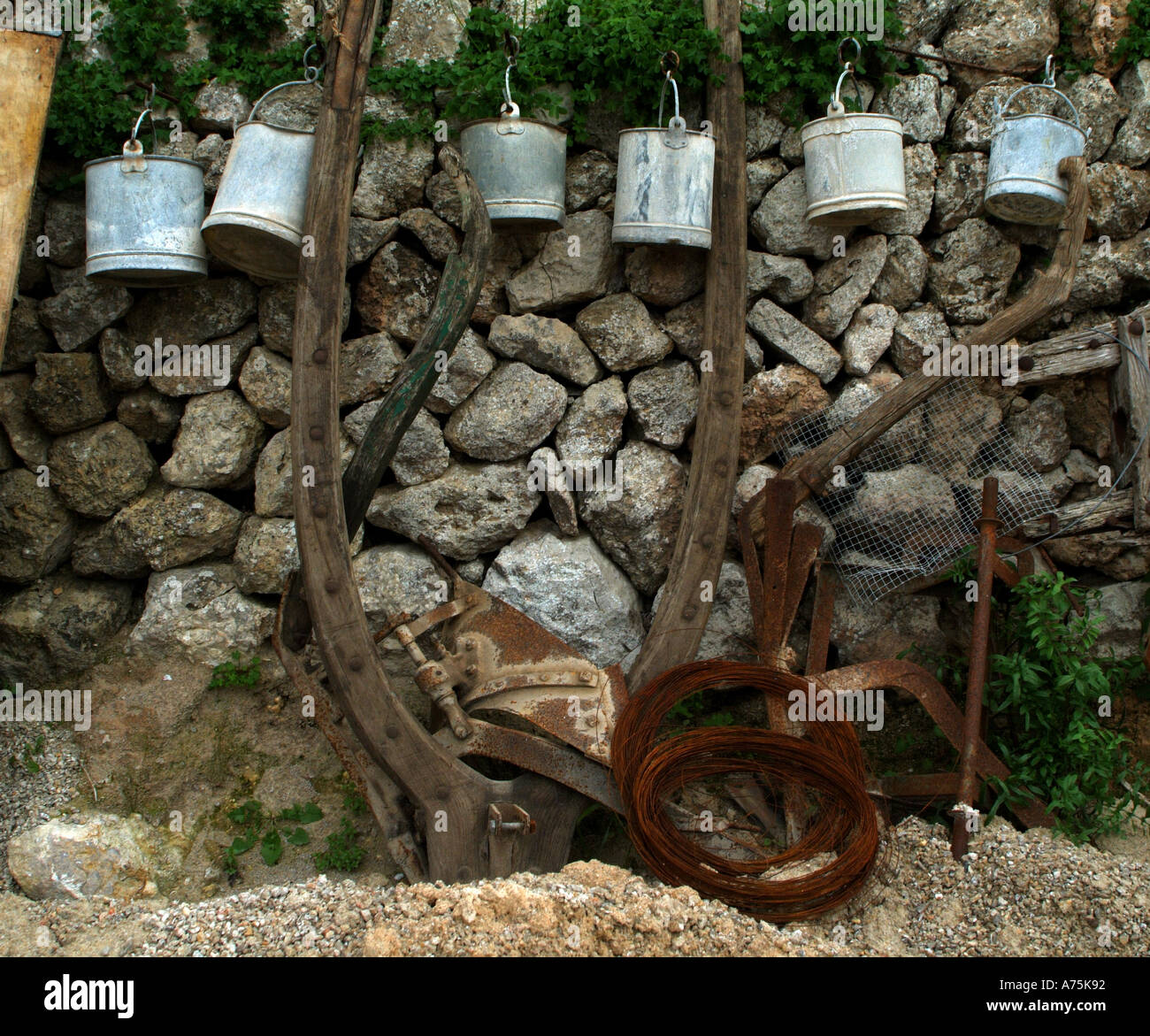 traditional farm equipment on farm in majorca Stock Photo - Alamy