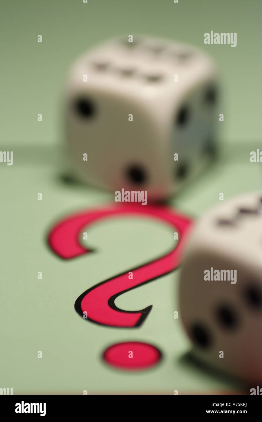dice and question mark chance Stock Photo - Alamy