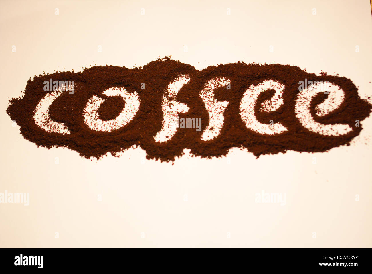 word coffee in ground coffee Stock Photo - Alamy