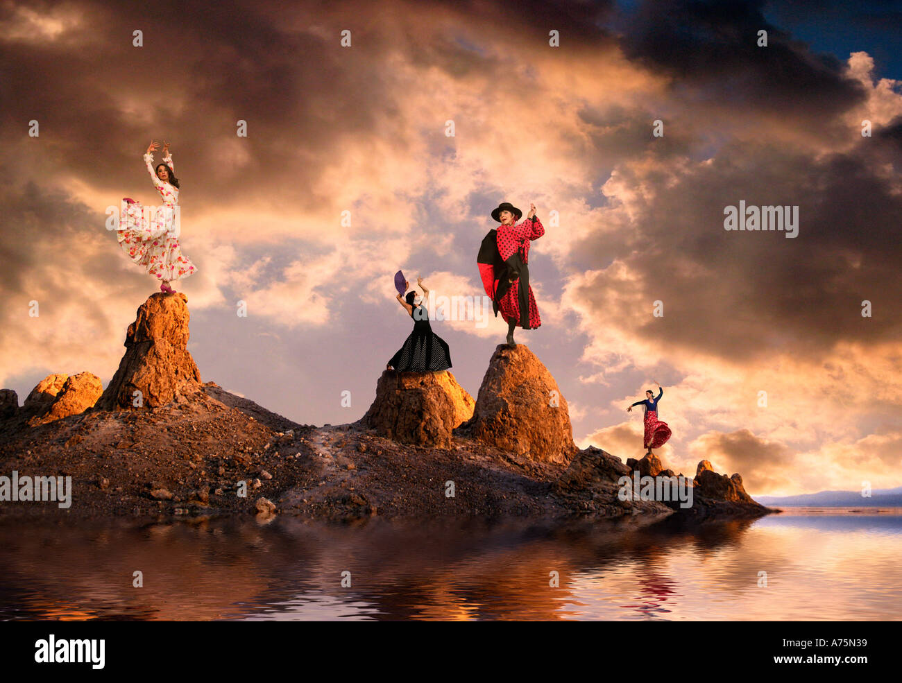 Flamenco Dancers Surreal Landscape Stock Photo - Alamy