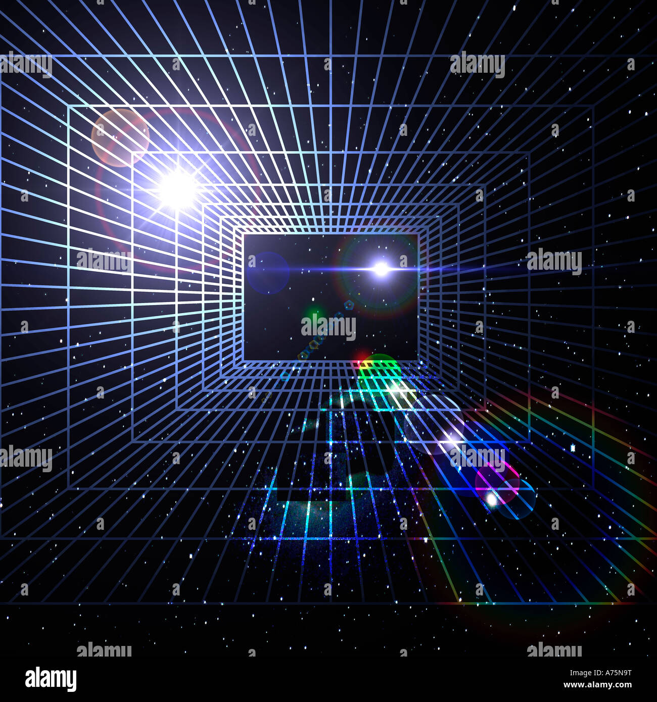 rectangular grid positioned over large portion of starry night sky ...