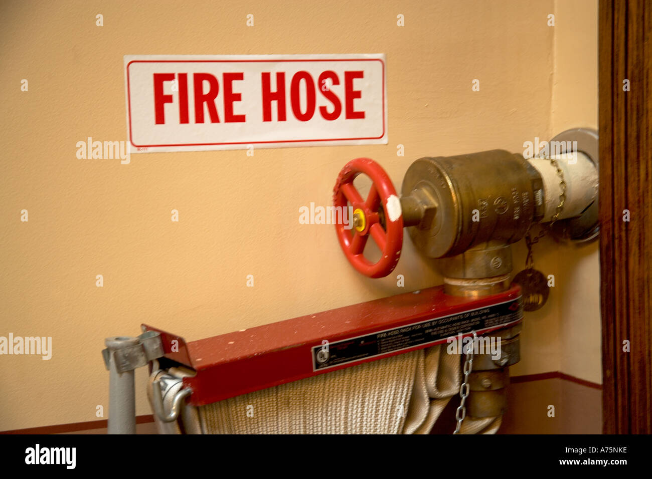 FIRE HOSE SIGN Stock Photo - Alamy