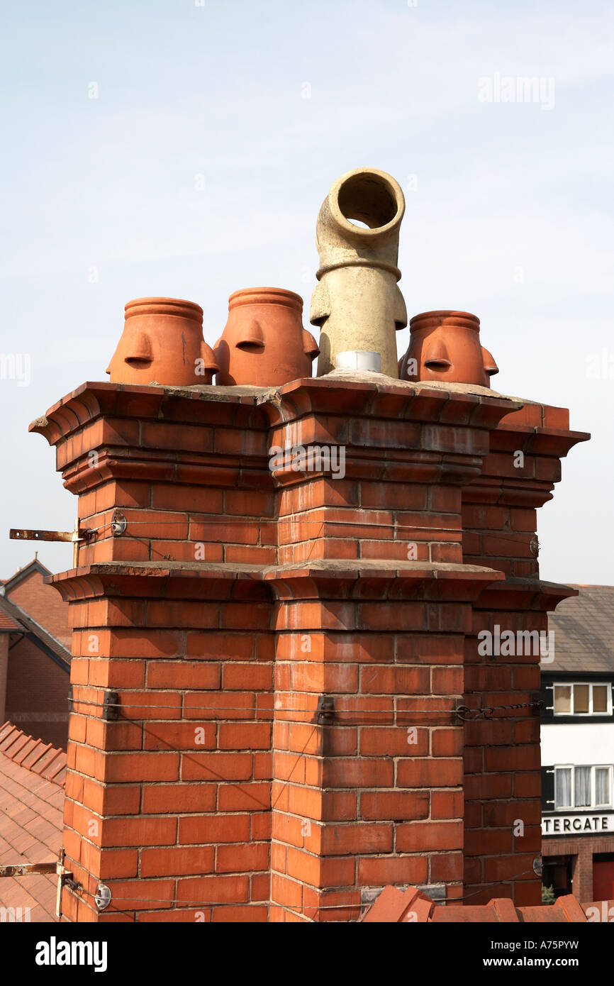 chimneys on the roof of a building chester cheshire england uk Stock ...