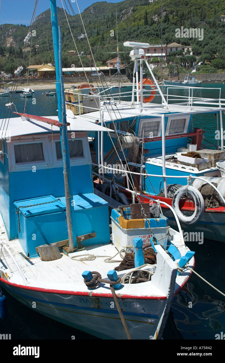 Corfu Fishing boats at Paleokastritsa Corfu Stock Photo - Alamy