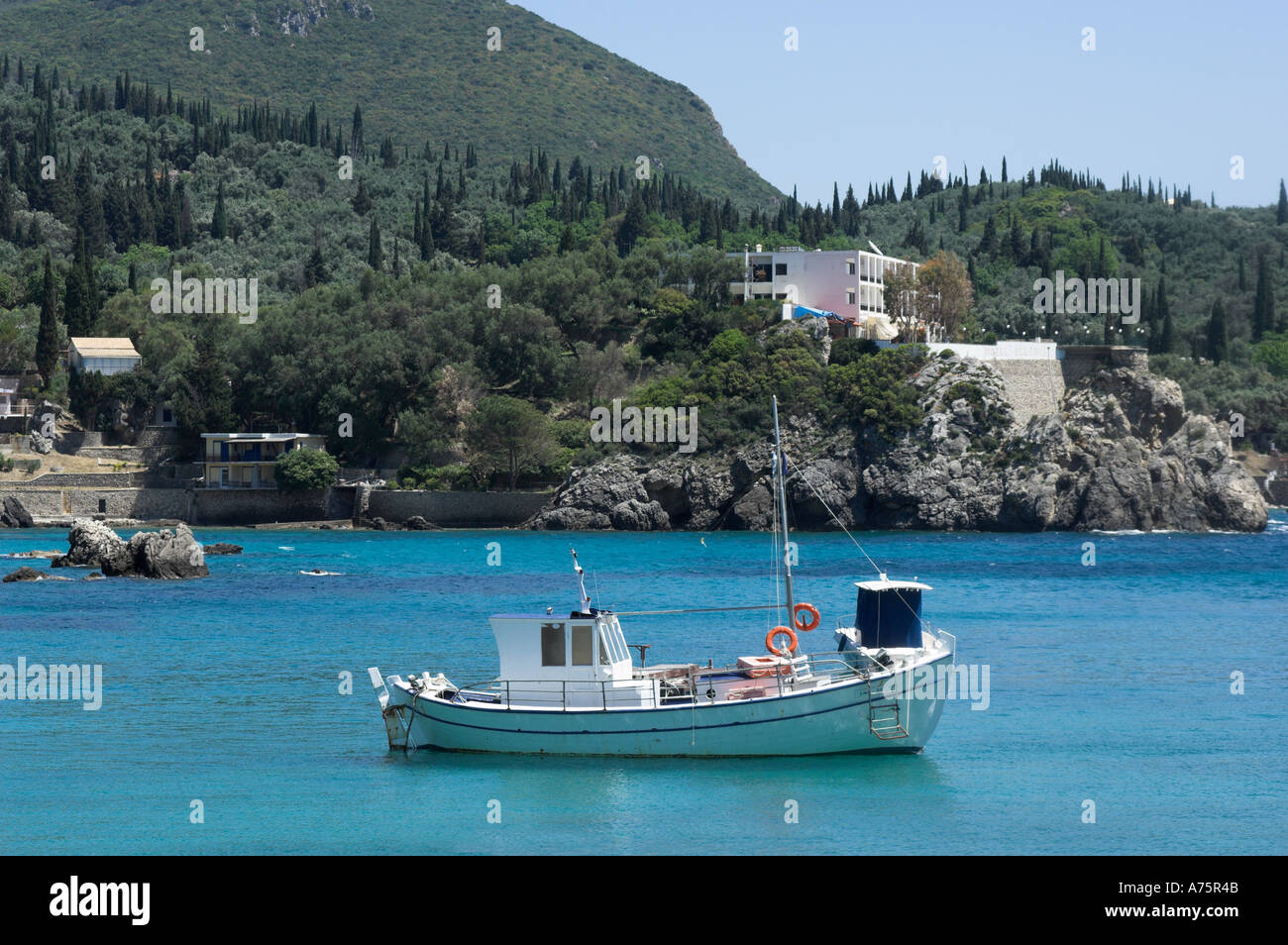 Corfu Fishing boat at Paleokastritsa Corfu Stock Photo - Alamy