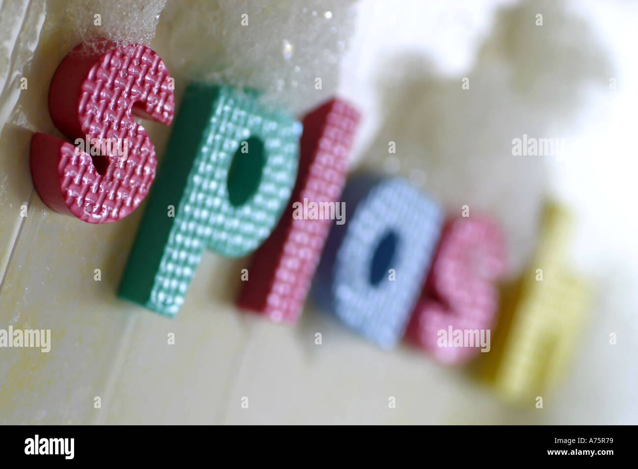 Foam letters spelling the word splash Stock Photo - Alamy