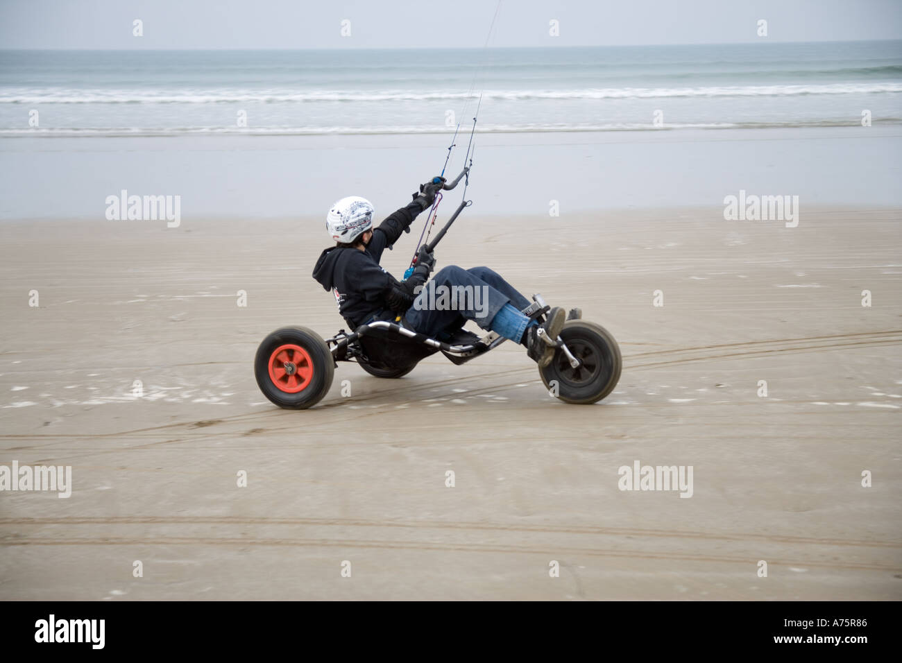 Kite Buggies at Black Rock sands North Wales Wales UK Stock Photo - Alamy