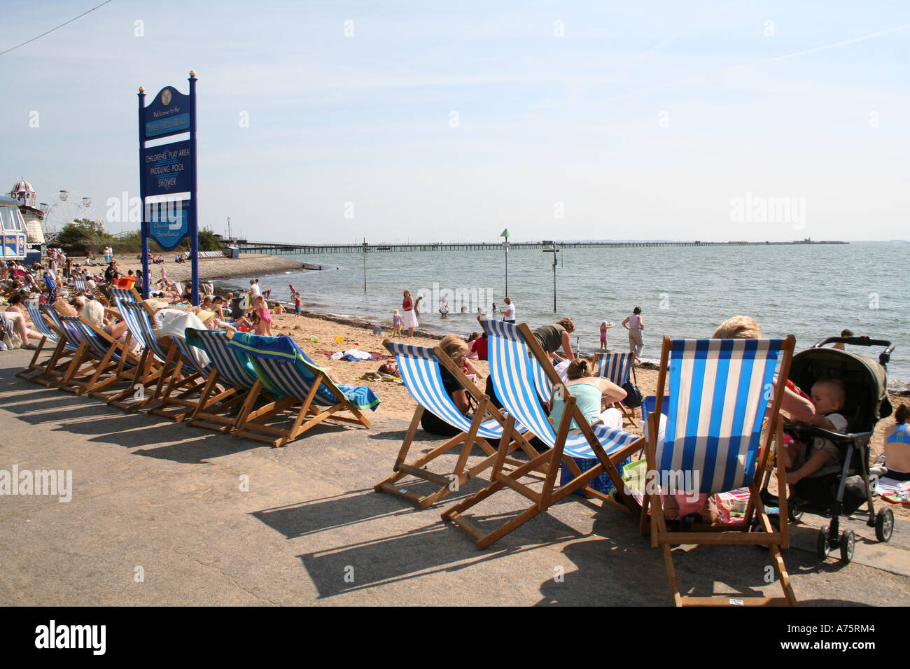 Deckchairs at Southend on the Thames Estuary Stock Photo - Alamy