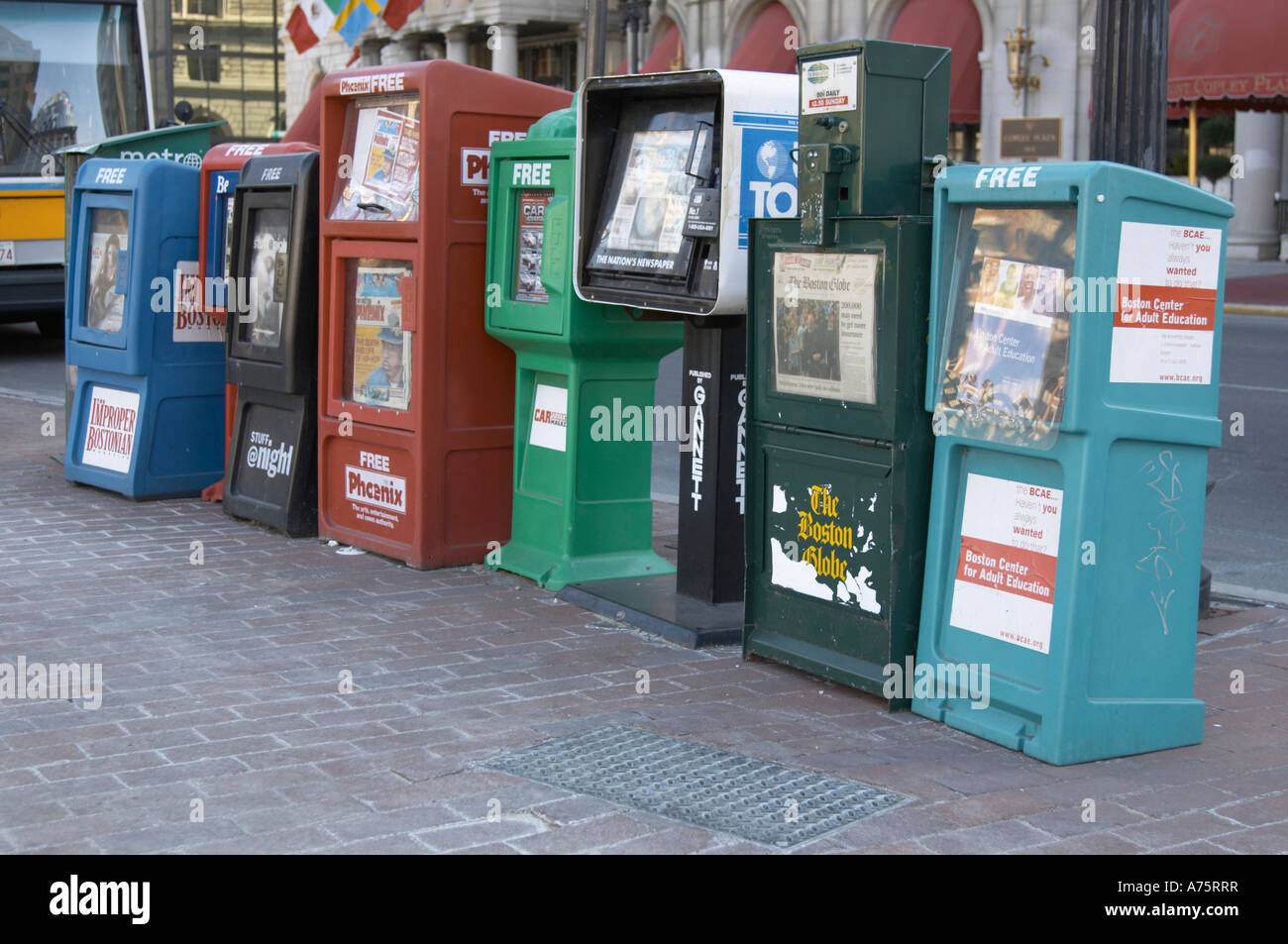 Sidewalk newspaper stands Stock Photo - Alamy