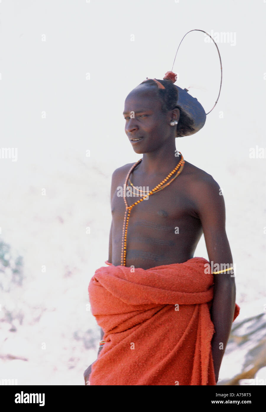 Portrait of traditional Turkana man Northern Kenya East Africa Stock ...
