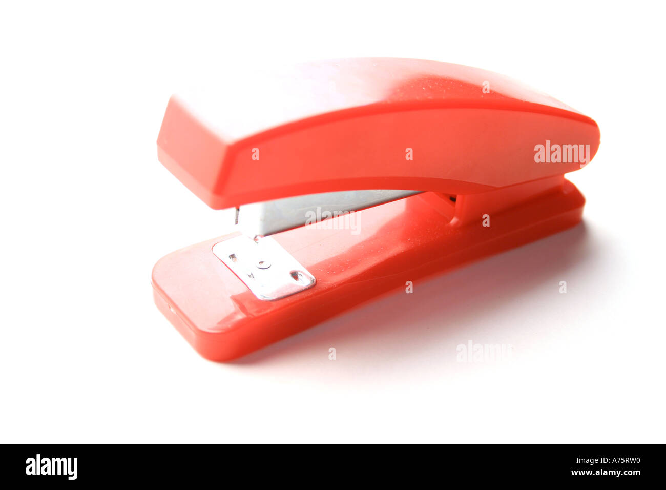 Single Red Stapler on White background Stock Photo - Alamy