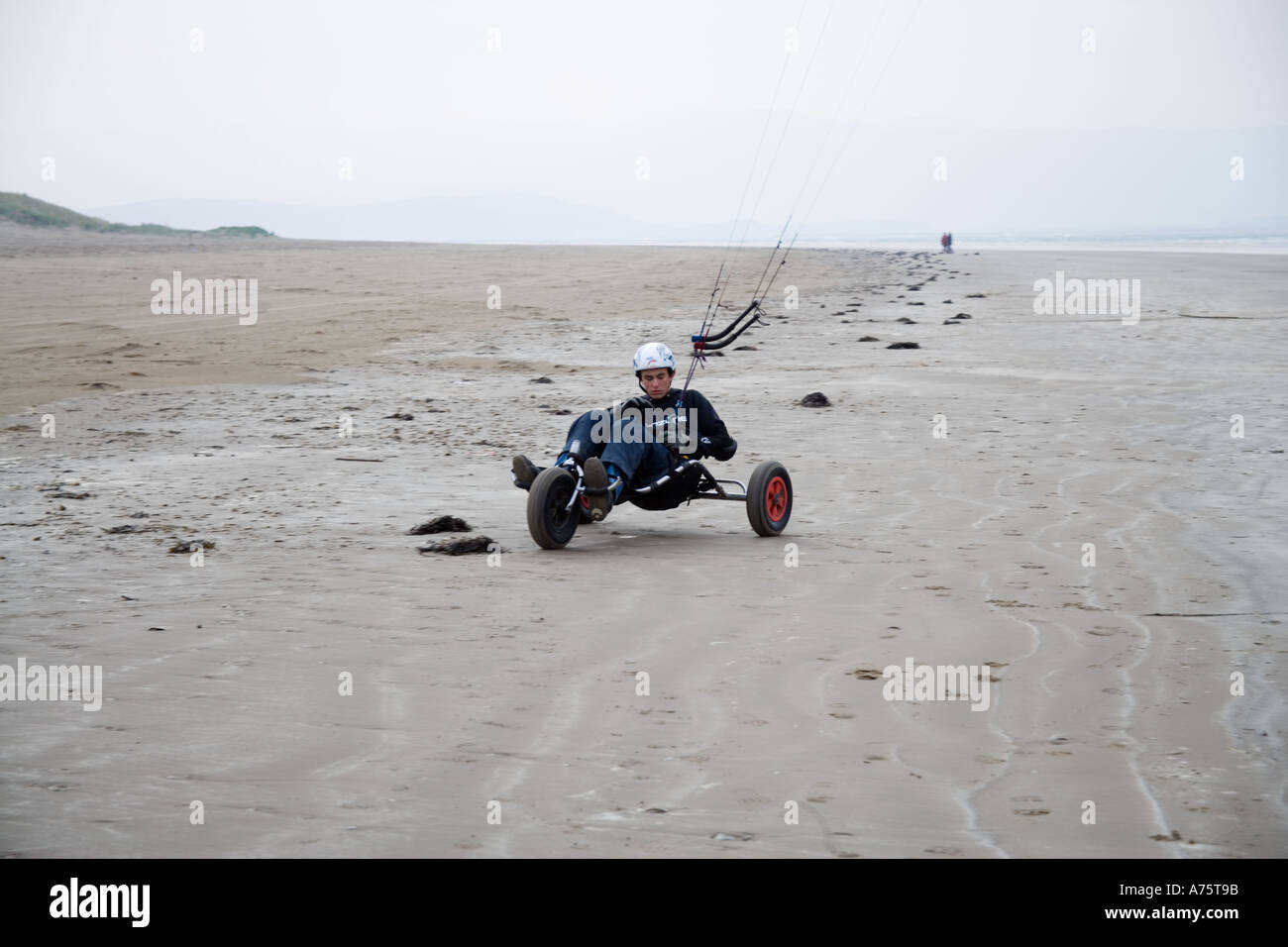 Kite Buggy at Black Rock sands North Wales United Kingdom Stock Photo ...