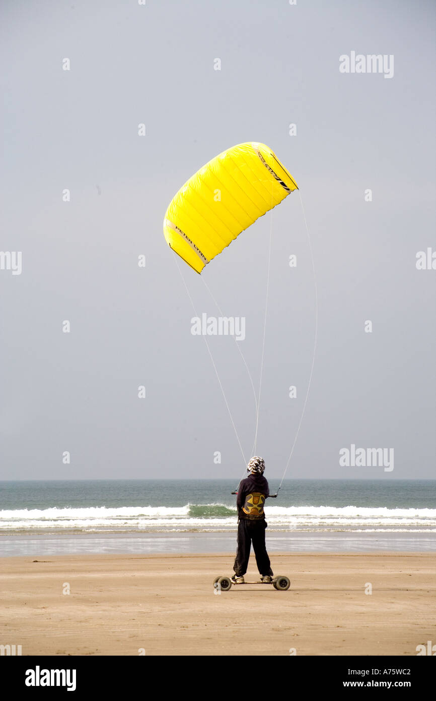 Kite skateboarding at Black Rock Sands North Wales United Kingdom Stock ...