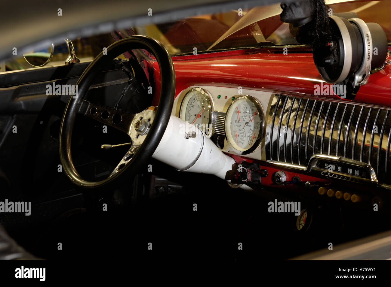 Interior of a 1951 Chevrolet hard top traditional hot rod at the 2006 ...