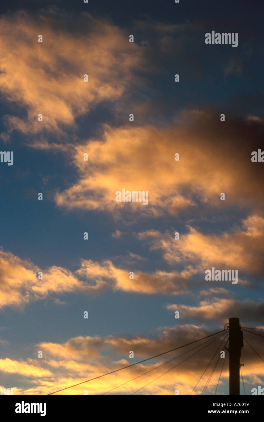 Dawn Sky with Telegraph Pole Stock Photo - Alamy