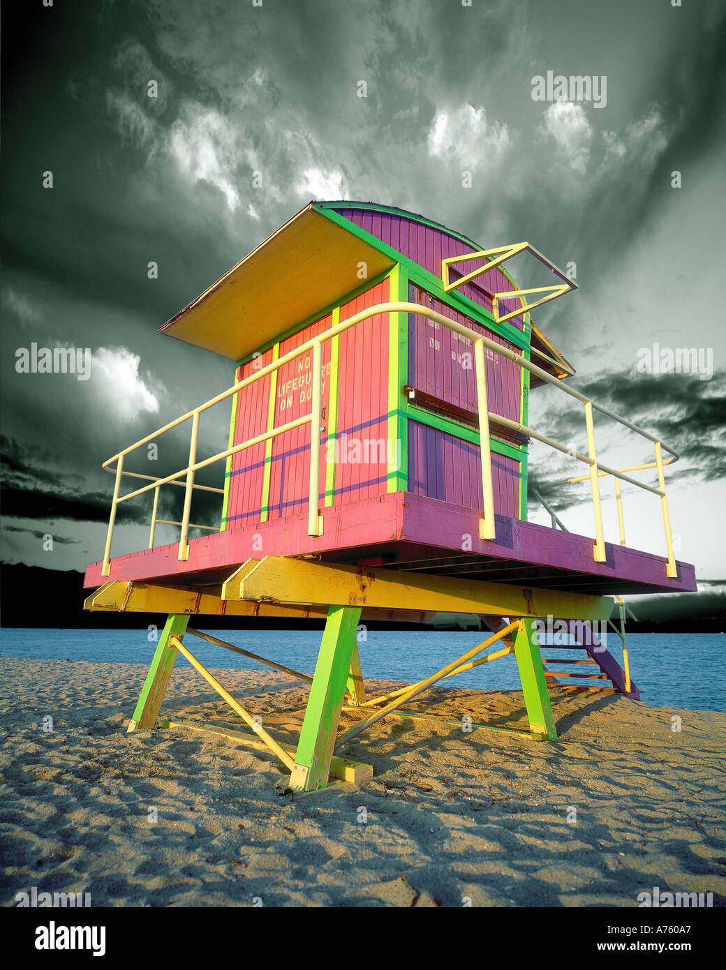 Lifeguard shack at sunset, Miami Beach, Florida Stock Photo - Alamy