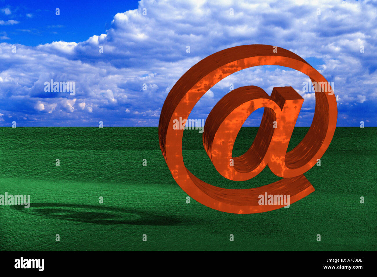 3D sign floating above landscape Stock Photo - Alamy