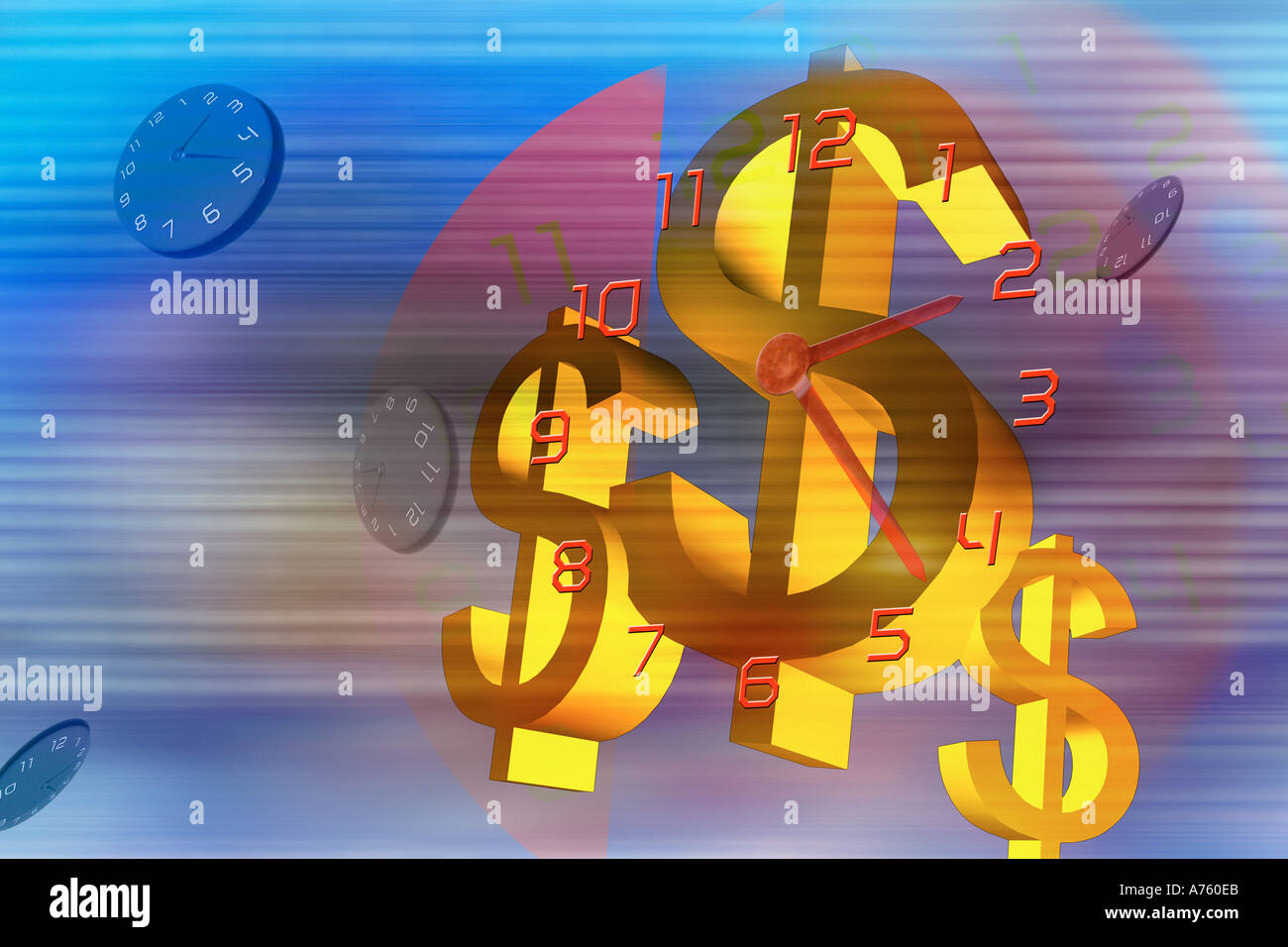 Money clock dollar signs hi-res stock photography and images - Alamy
