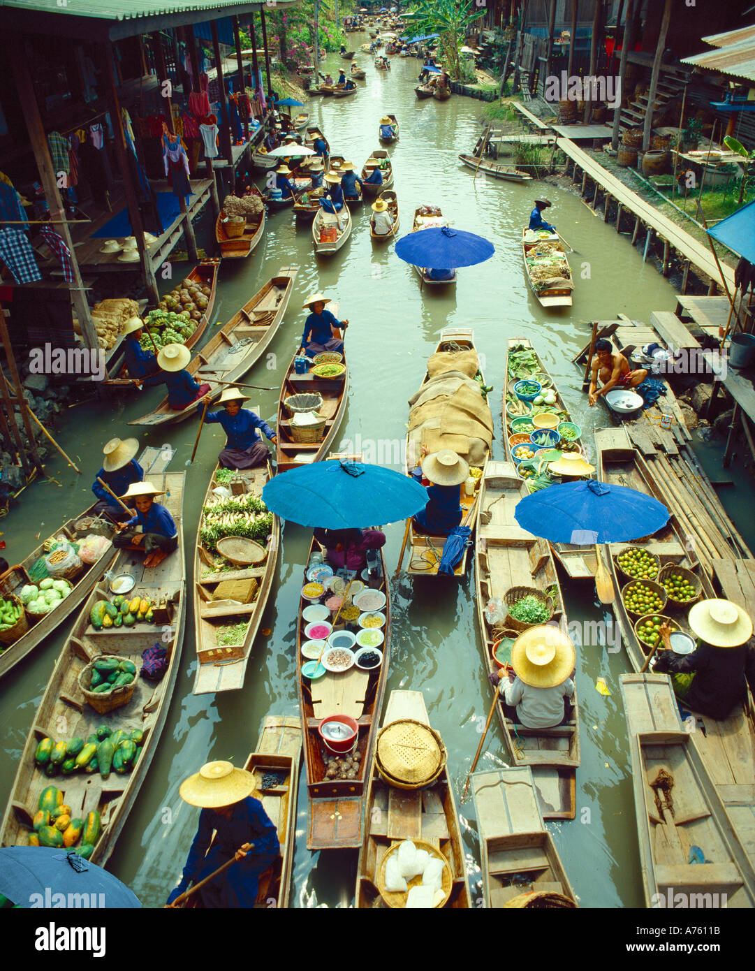 Bangkok market floating aerial hi-res stock photography and images - Alamy