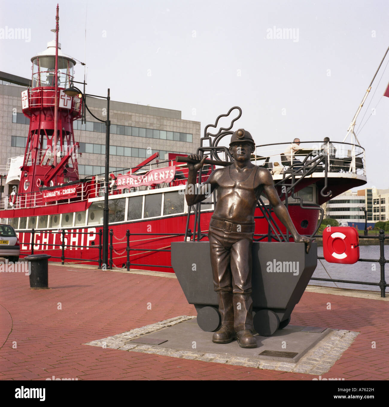 Miner's monument, Cardiff Bay, Wales Stock Photo - Alamy