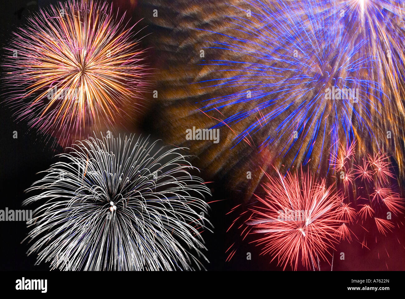 Fireworks in night sky Stock Photo - Alamy