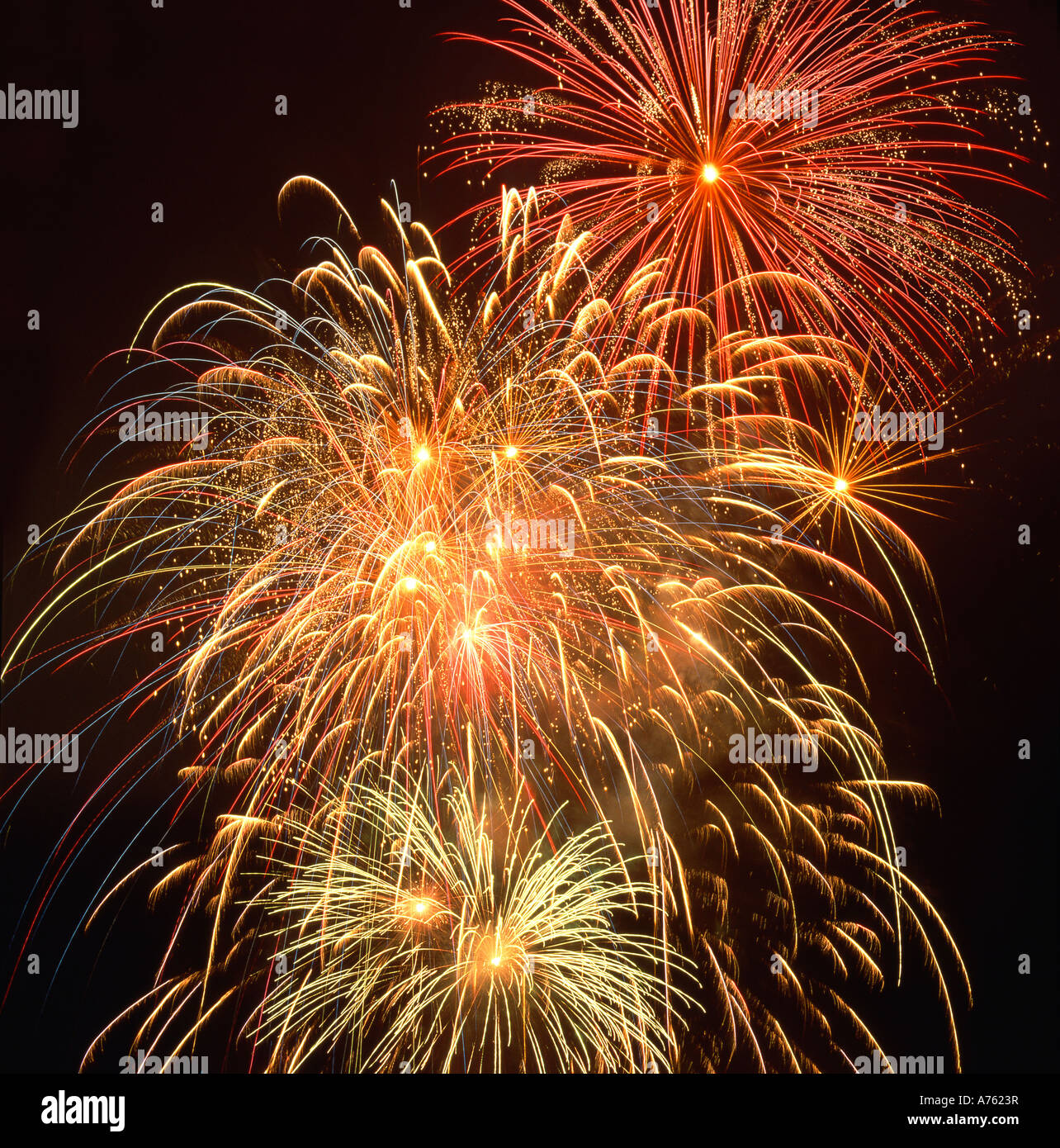 Fireworks in Night Sky Stock Photo - Alamy