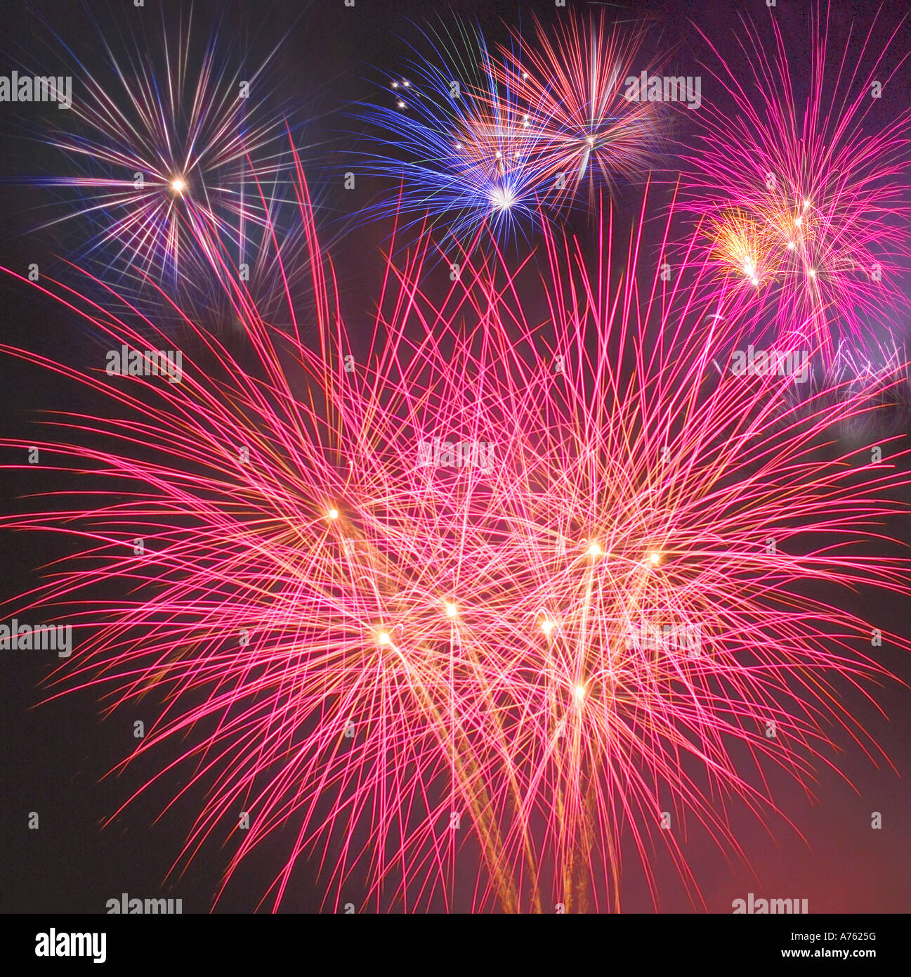 Fireworks in night sky Stock Photo - Alamy