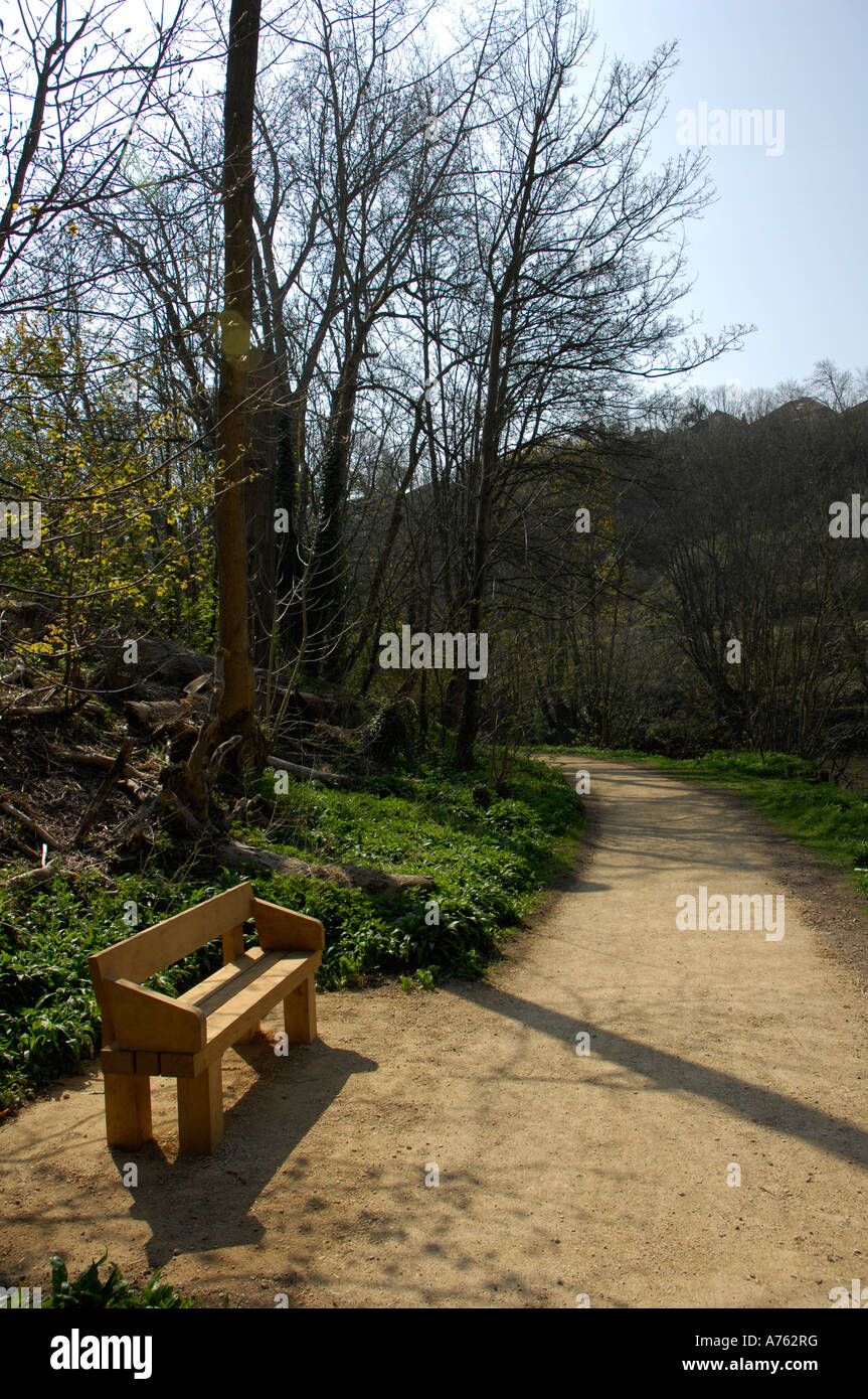 footpath and bench Stock Photo - Alamy