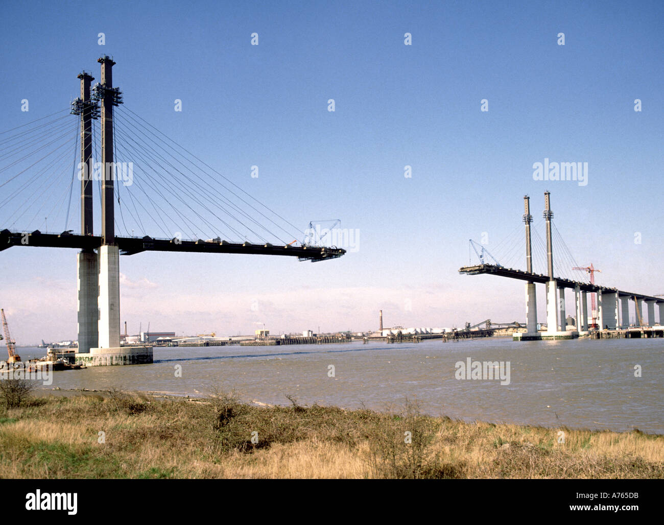 Civil Engineering construction project Queen Elizabeth II Bridge River ...
