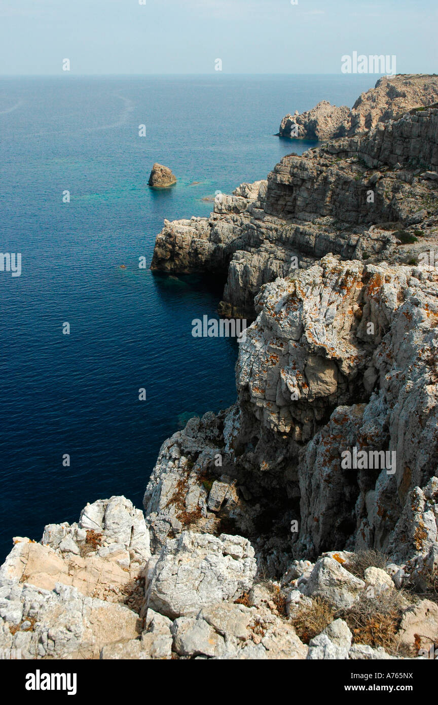Punta des Frare Bernat seen from Cala Morell MENORCA Balearic Islands ...