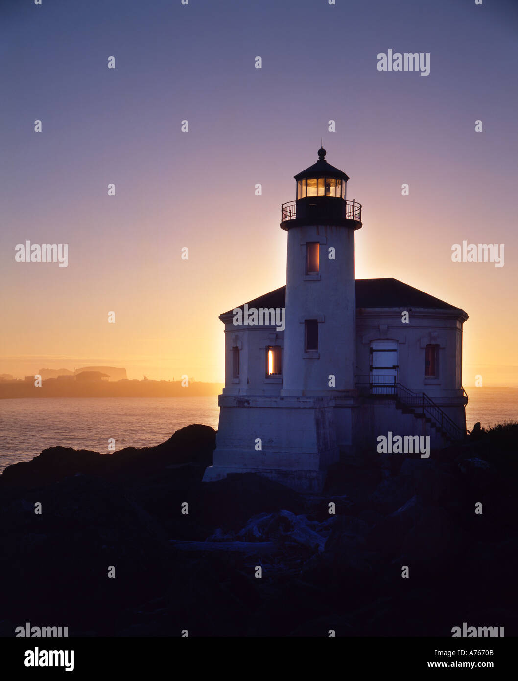 the coquille river lighthouse is located 2 miles north of Bandon Oregon ...