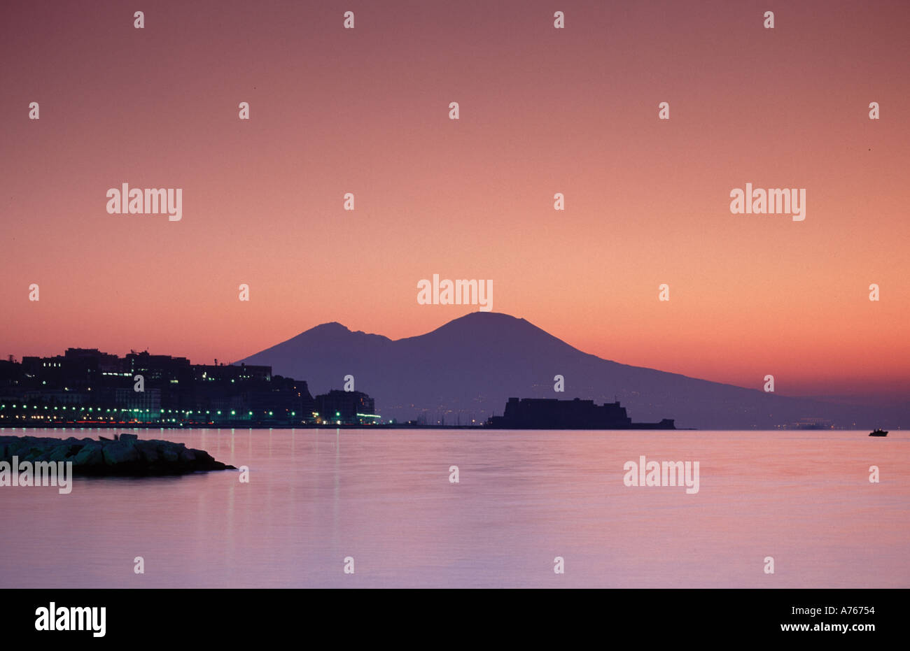 Mount Vesuvius at day break Naples Bay Stock Photo - Alamy