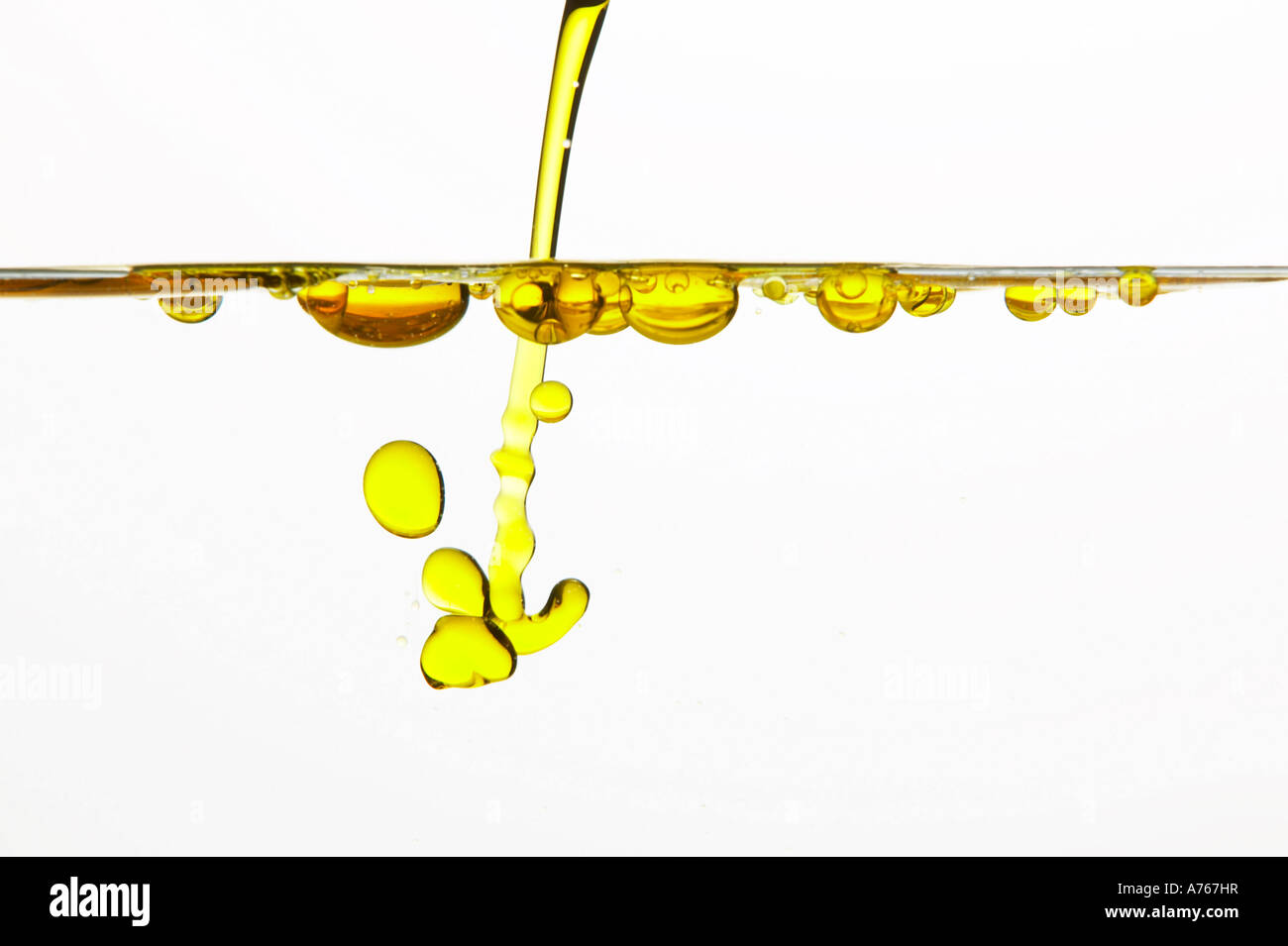 Oil drops in water, close-up Stock Photo - Alamy