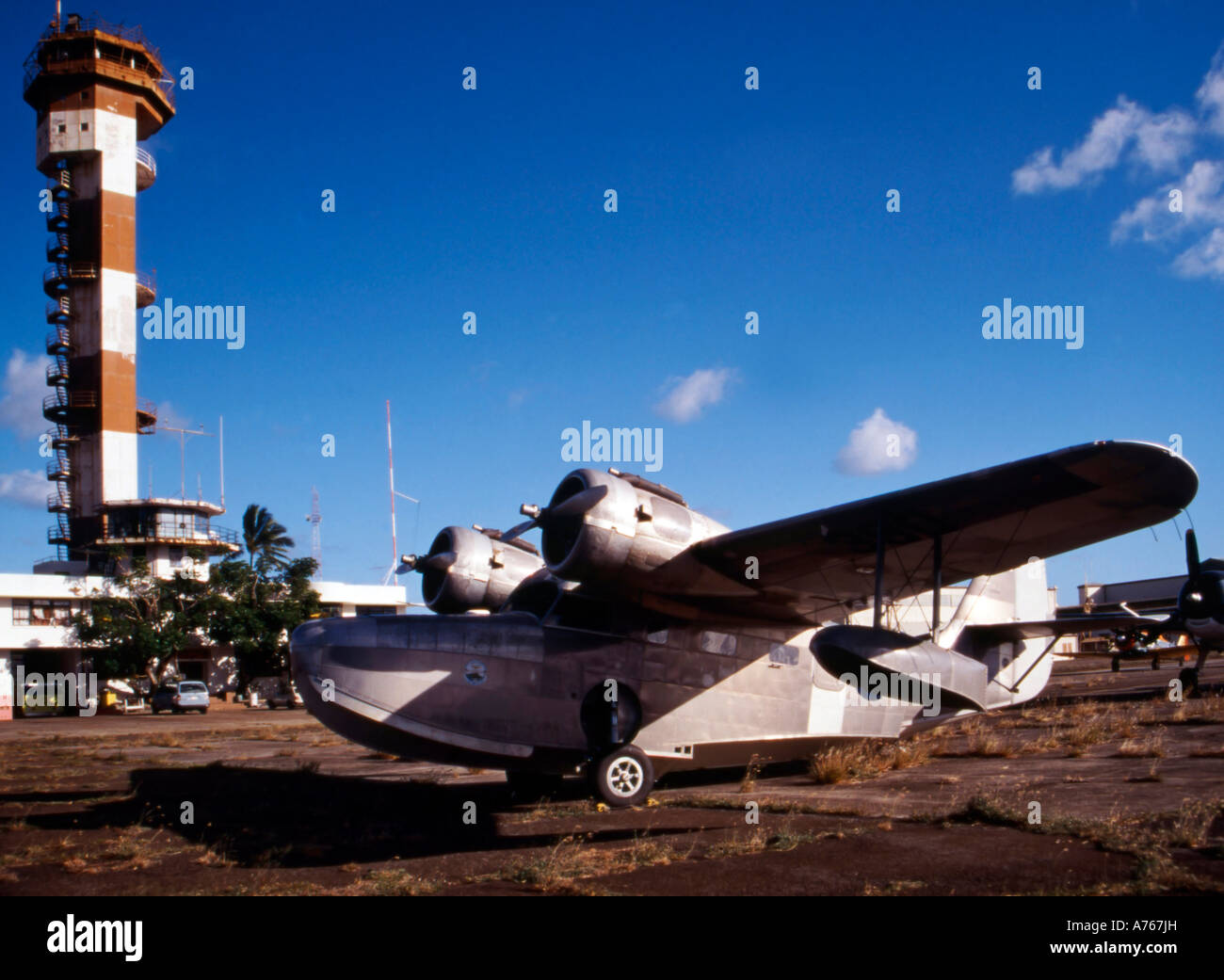 Antique Navy Seaplane is parked in front of the World War II (WWII ...