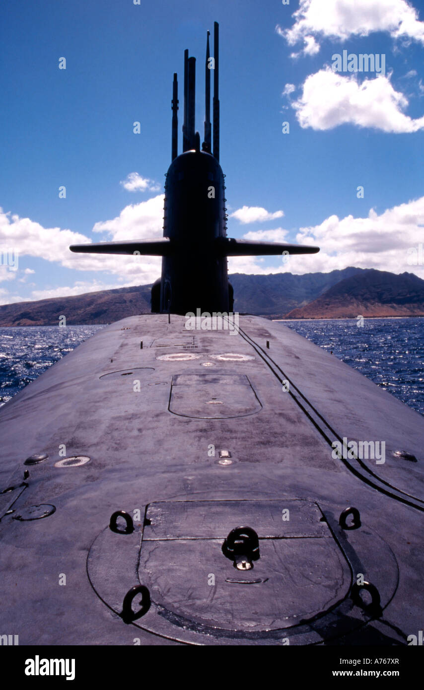 Bow and sail view of USS Kamehameha, SSN 642, on the surface off the ...