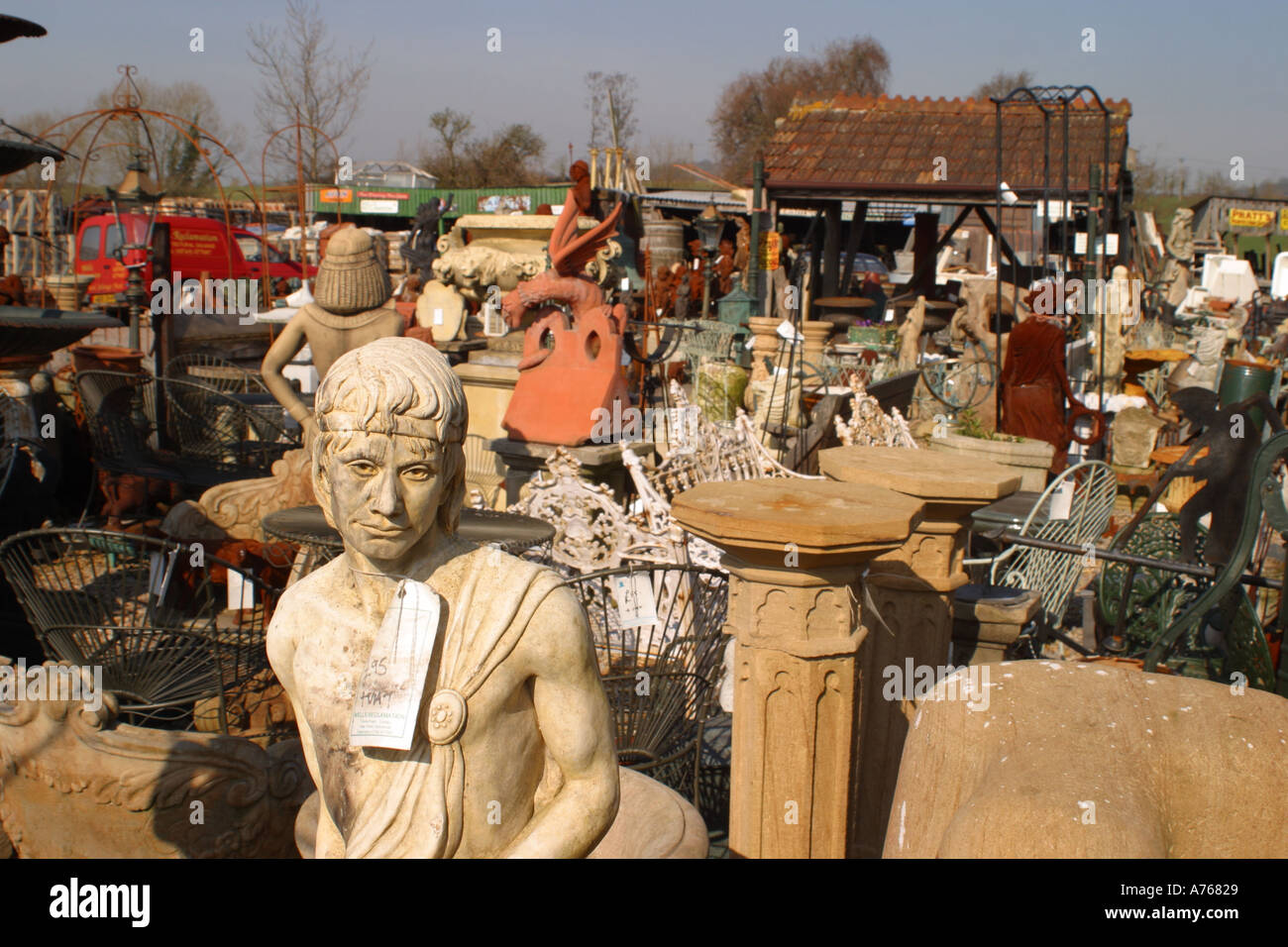 Building materials in an English architectural reclamation salvage yard ...
