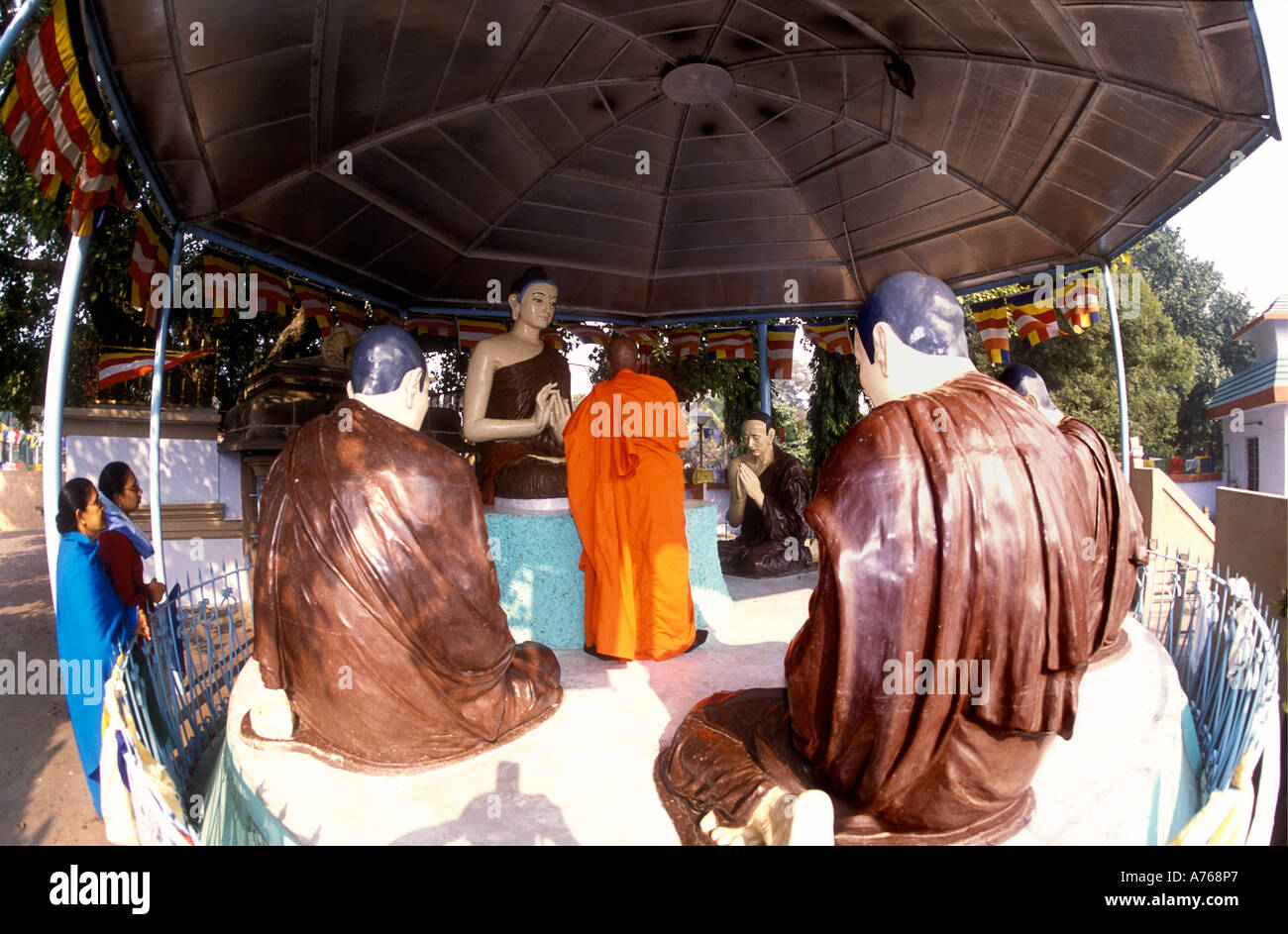 Two Hindu ladies visiting the modern shrine to commemorate the Buddha s ...