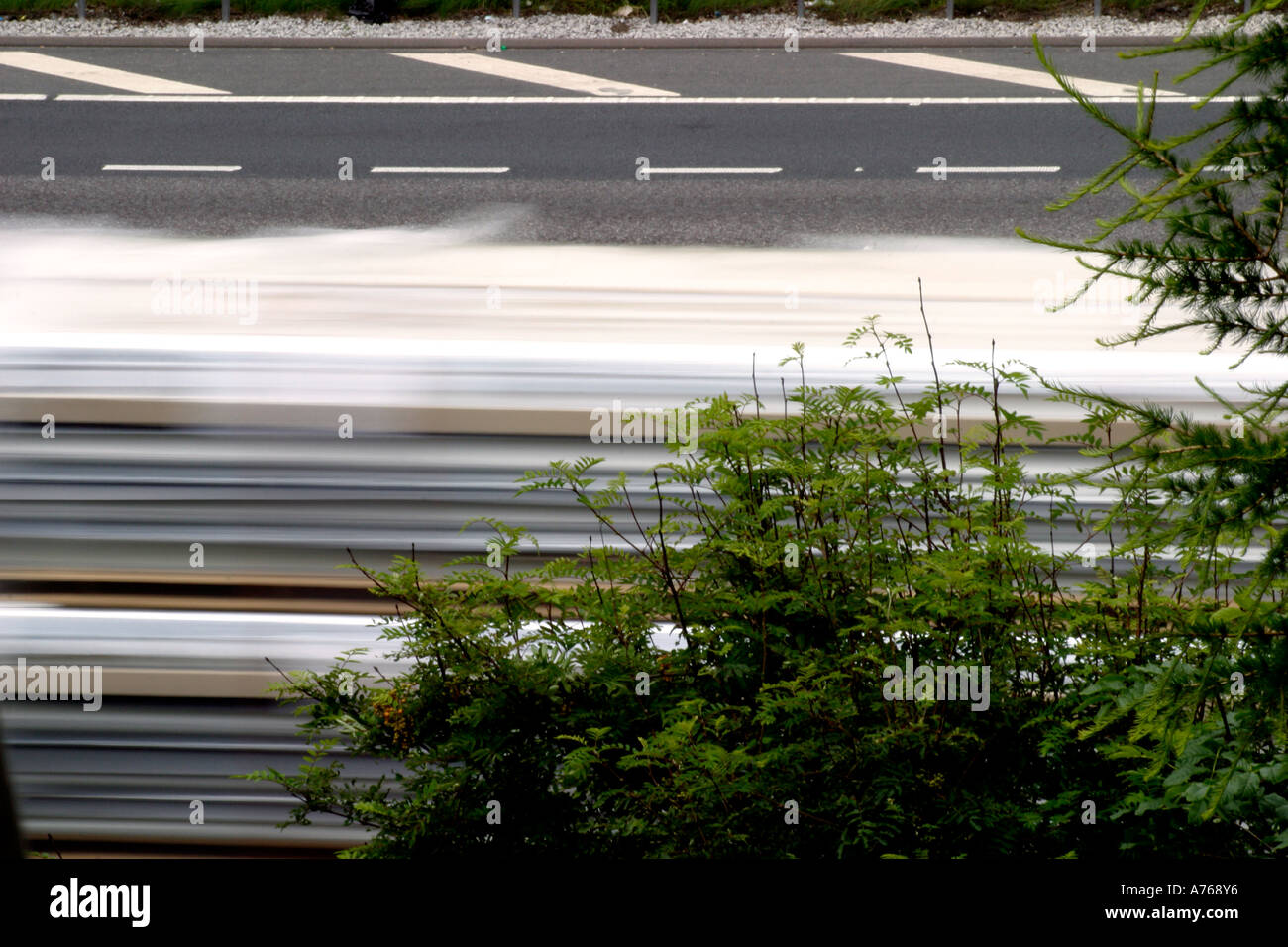M62 motorway Yorkshire View from bridge across carriageway One blurred ...