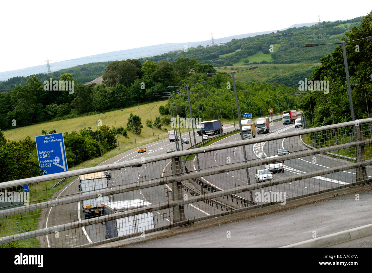 M62 motorway Yorkshire View from bridge towards Junction 25 Moderate ...