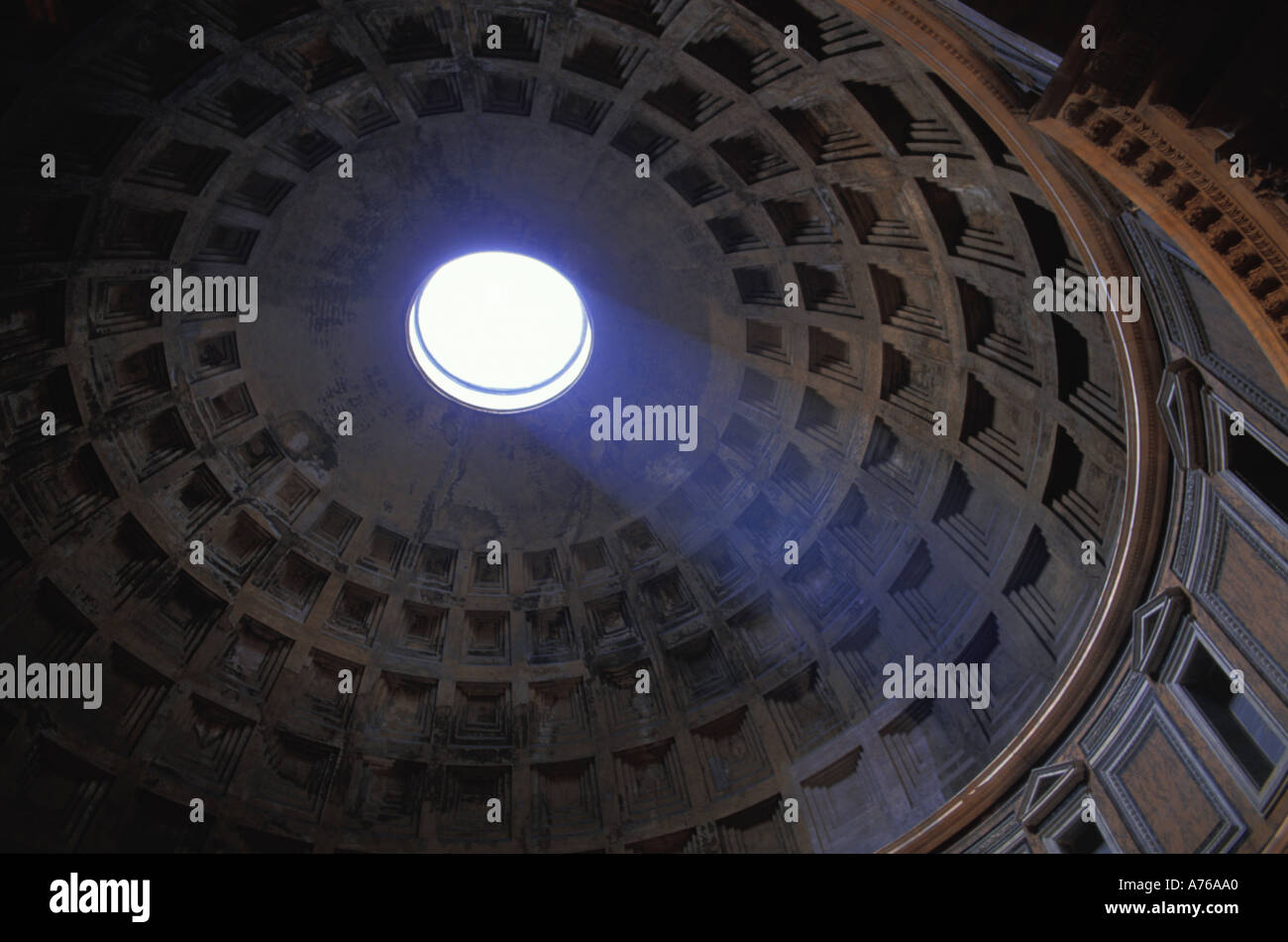 Italy Lazio Rome ceiling of the Pantheon Pantheons oculus view from ...