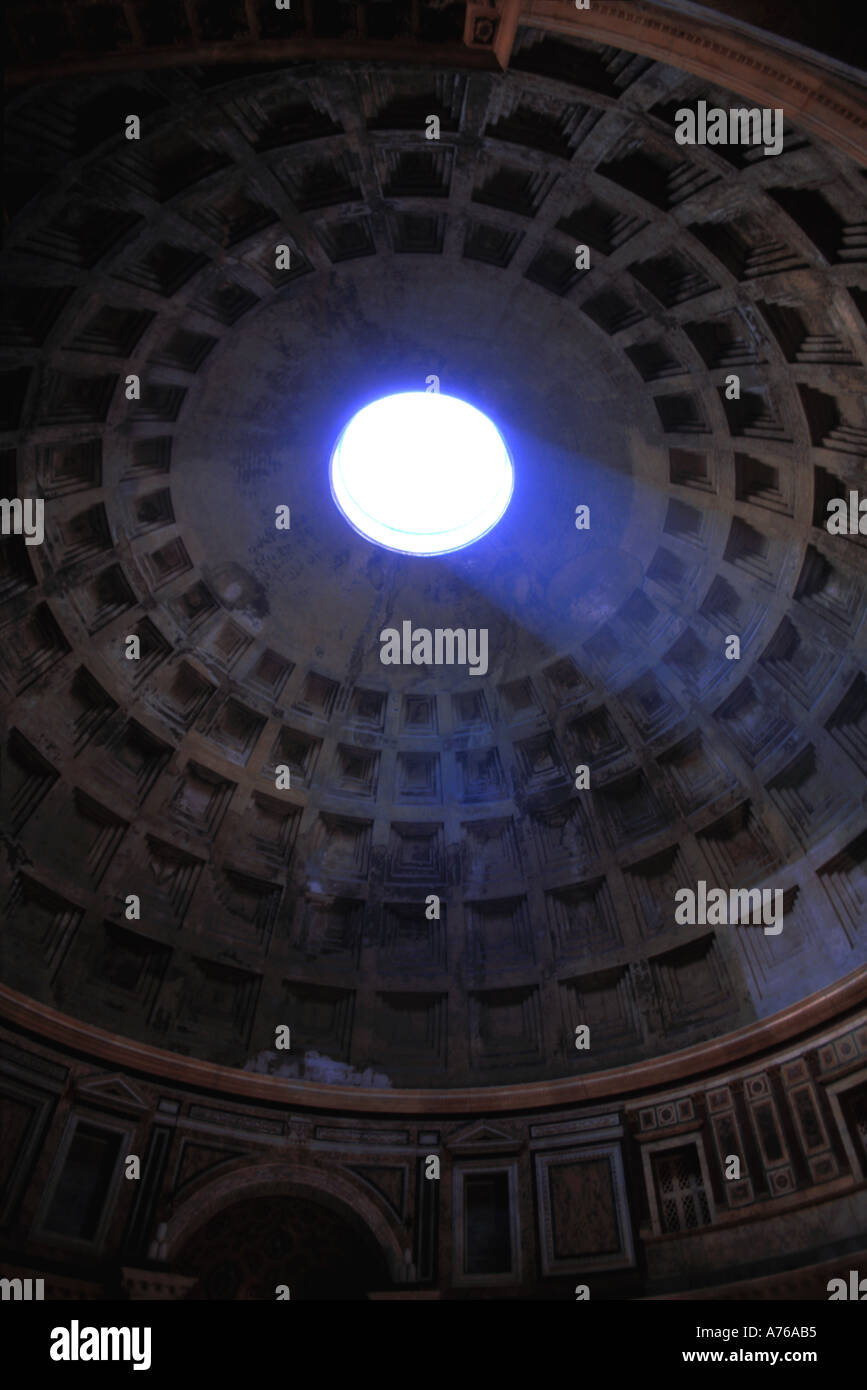 Italy Lazio Rome ceiling of the Pantheon Pantheons oculus view from ...