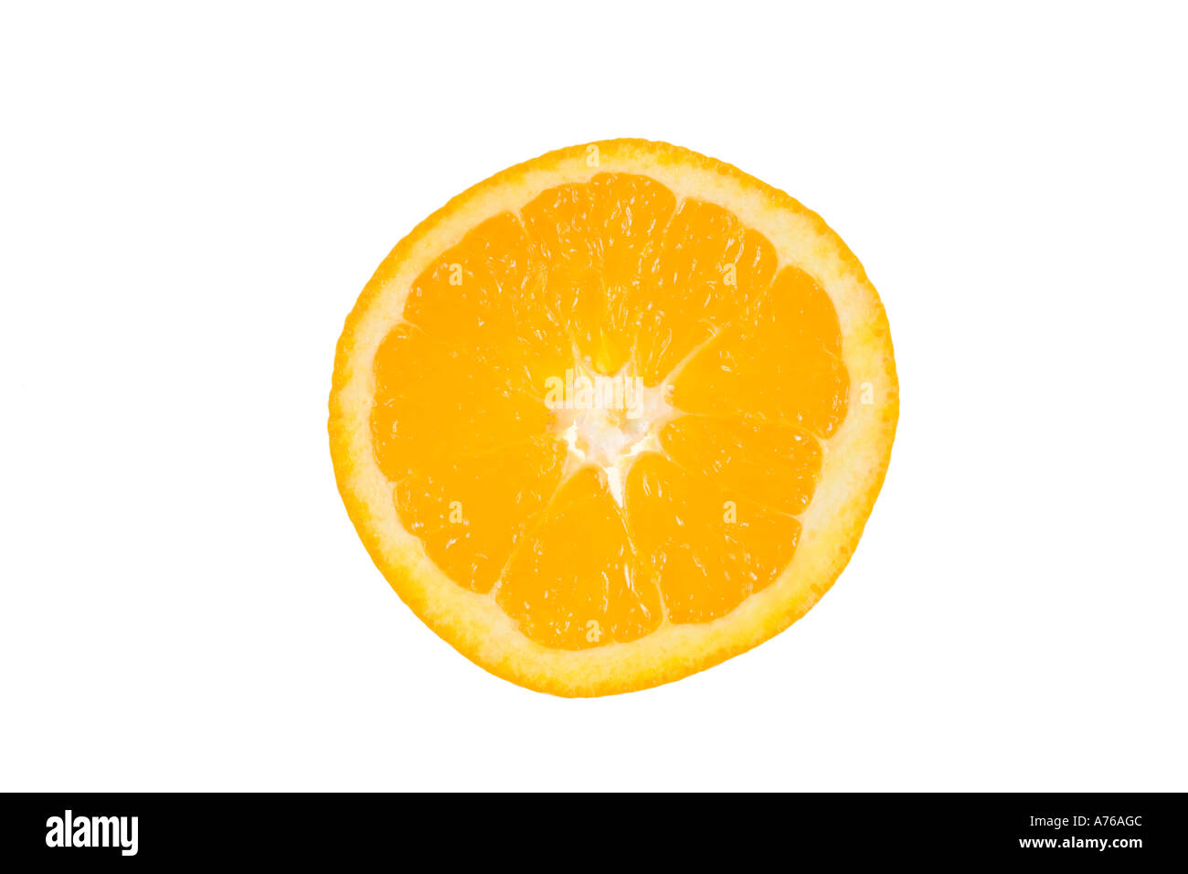 A single slice of orange on a pure white background Stock Photo - Alamy