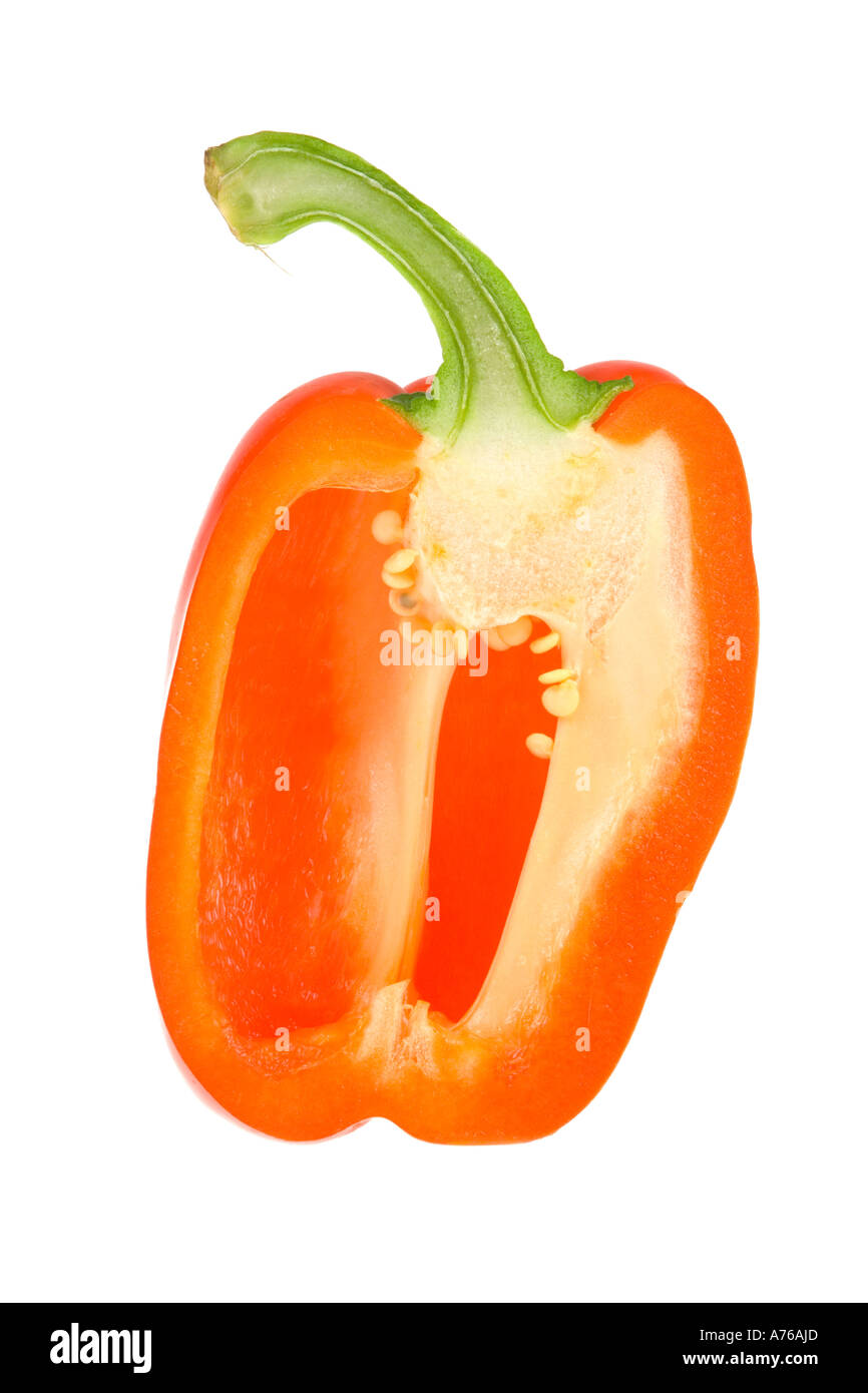 Half a red bell pepper on a pure white background Stock Photo - Alamy